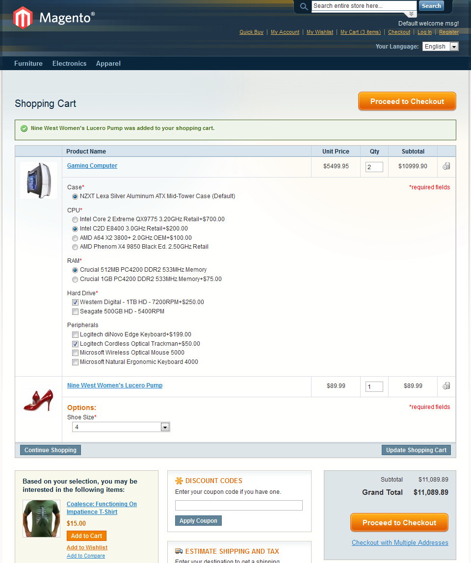 Magento Configurable Shopping Cart Custom Options In Magento Cart Itoris