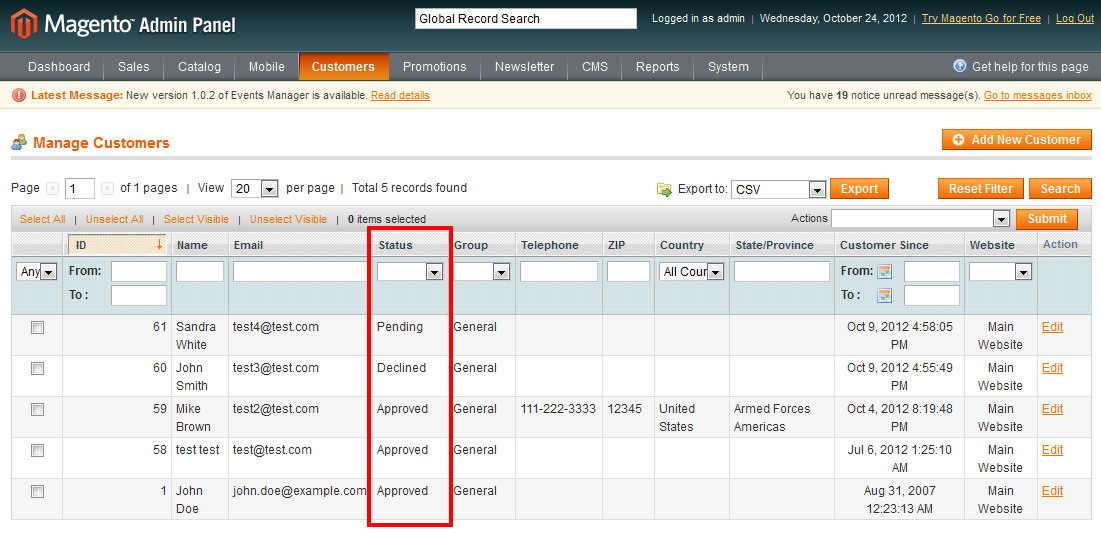 Magento Pending Registrations Manual Customer Approval In Magento Itoris