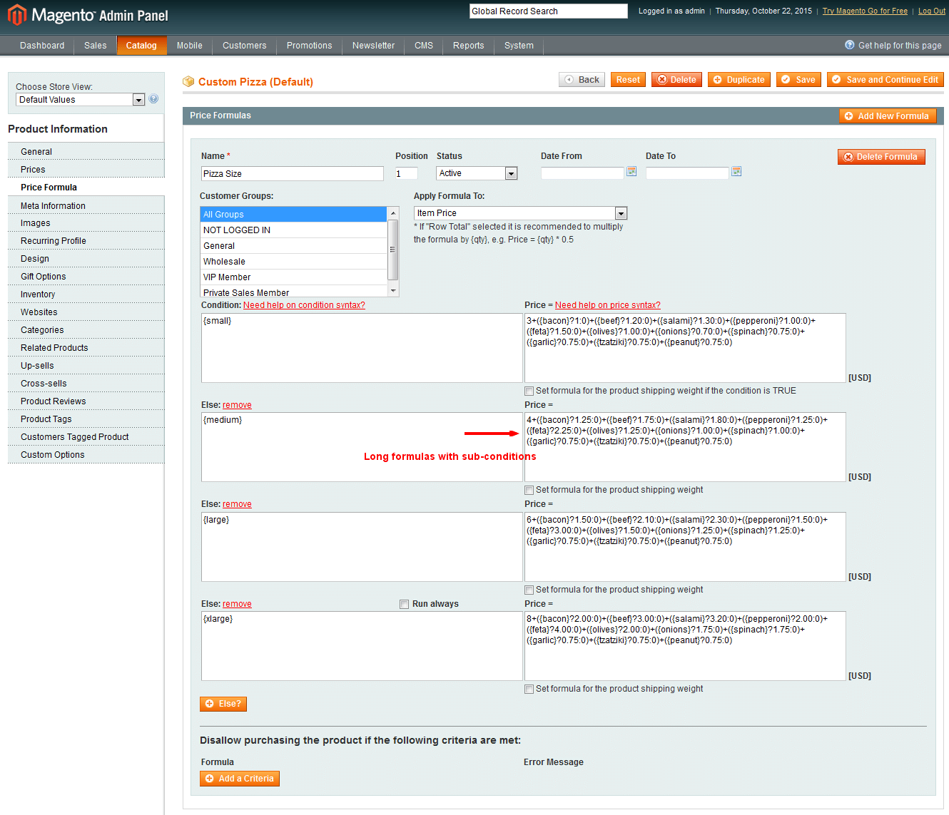 Magento Product Price Formula Magento Price Matrix Magento Price