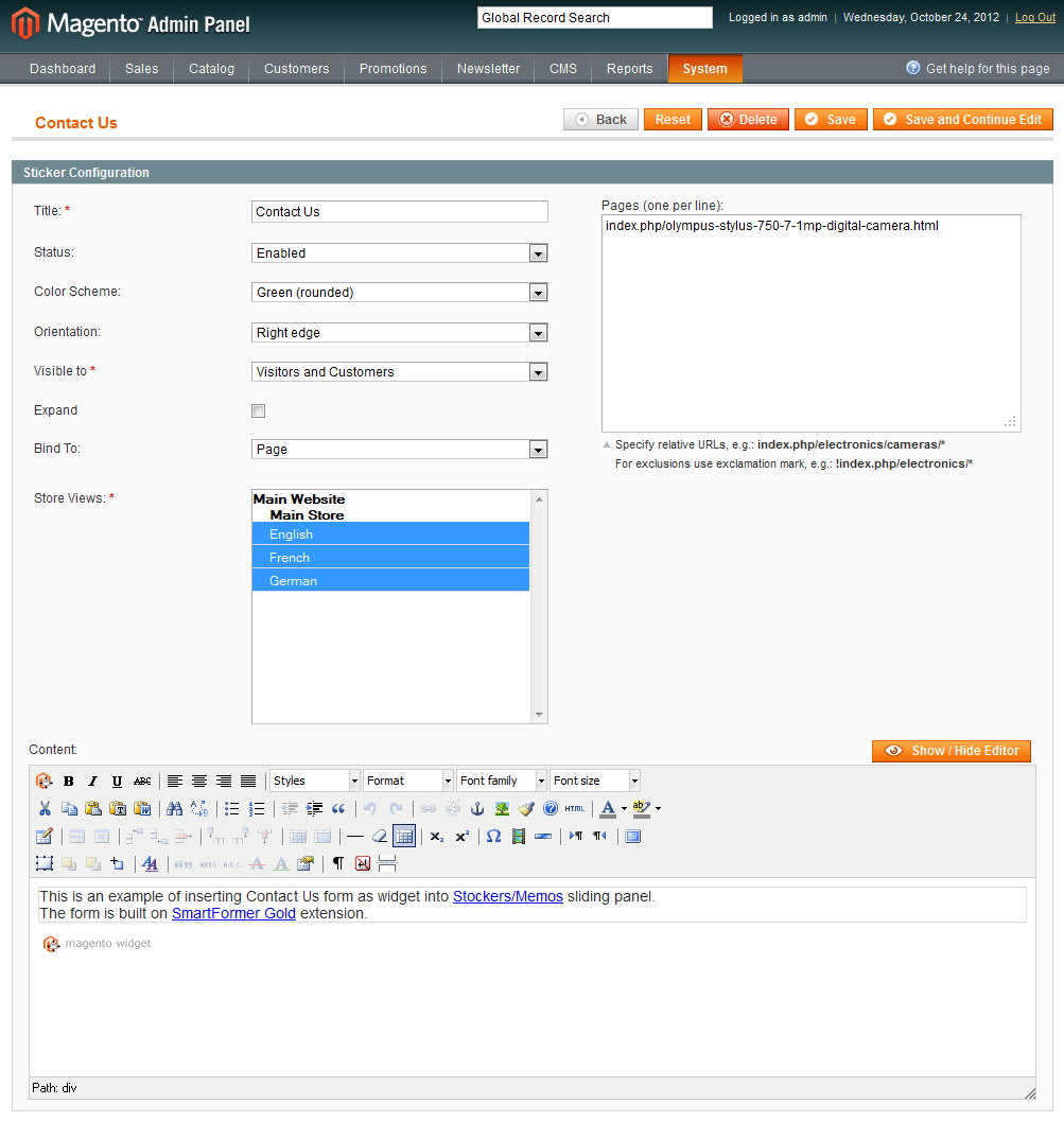 Magento Stickers Extension | Magento Memos Module | Magento Side Slider | ITORIS